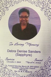 Debra D. Sanders Obituary in Kosciusko at Myricks Funeral Home, Inc ...