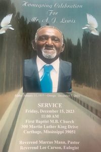 Mr. A.J. Lewis Obituary in Kosciusko at Myricks Funeral Home, Inc ...