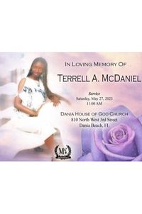 Terrell Amanda McDaniel Obituary in Ft. Lauderdale at McWhite's Funeral ...