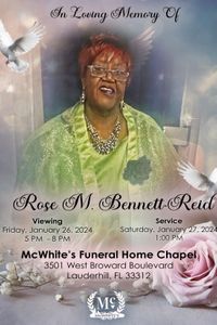 Rose Marie Bennett-Reid Obituary in Ft. Lauderdale at McWhite's Funeral Home | Obit