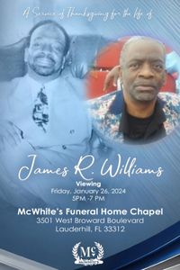 James Rodney Williams Obituary in Ft. Lauderdale at McWhite's Funeral Home | Obit