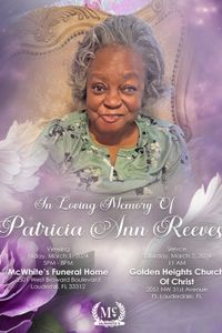 Patricia Ann Reeves Obituary in Ft. Lauderdale at McWhite's Funeral ...