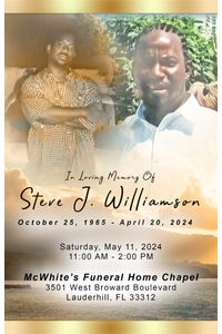 Steve J. Williamson Obituary in Ft. Lauderdale at McWhite's Funeral Home | Ft. Lauderdale, FL