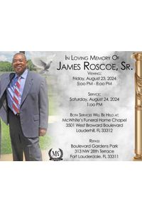 James Roscoe Sr. Obituary in Ft. Lauderdale at McWhite's Funeral Home | Obit