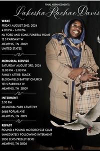Lakesha R Davis Obituary in Memphis at N.J. Ford and Sons Funeral Home ...