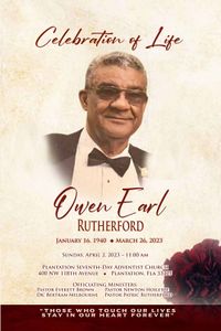 Owen Rutherford Obituary in Pembroke Pines at Nakia Ingraham Funeral Home | Obit