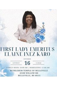 Lady Elaine Inez Karo Obituary in Detroit at Ellis Funeral Home | Obit
