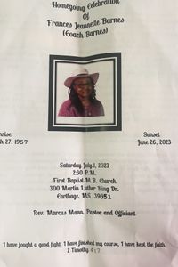 Frances J Barnes Obituary in Kosciusko at Myricks Funeral Home, Inc. | Obit