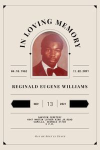 Reginald Williams Obituary in Albany at Promise Land Funeral Home | Obit