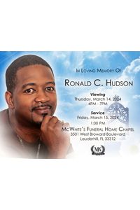 Ronald Curtis Hudson Jr. Obituary in Ft. Lauderdale at McWhite's Funeral Home | Obit