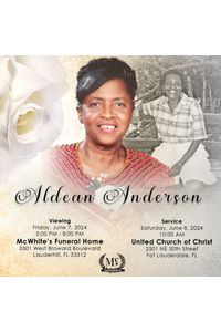 Aldean L. Anderson Obituary in Ft. Lauderdale at McWhite's Funeral Home | Obit