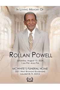 Rollan Powell Obituary in Ft. Lauderdale at McWhite's Funeral Home | Obit