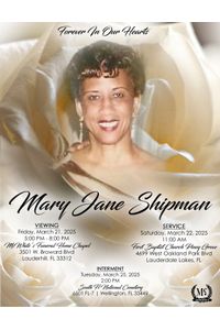 Mary Jane Shipman Obituary in Ft. Lauderdale at McWhite's Funeral Home ...