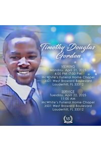 Timothy Douglas Gordon Obituary in Ft. Lauderdale at McWhite's Funeral Home | Obit