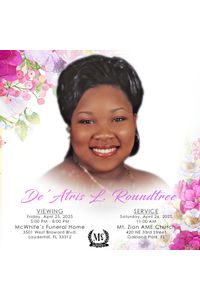 De'Atris Latrice Roundtree Obituary in Ft. Lauderdale at McWhite's Funeral Home | Obit