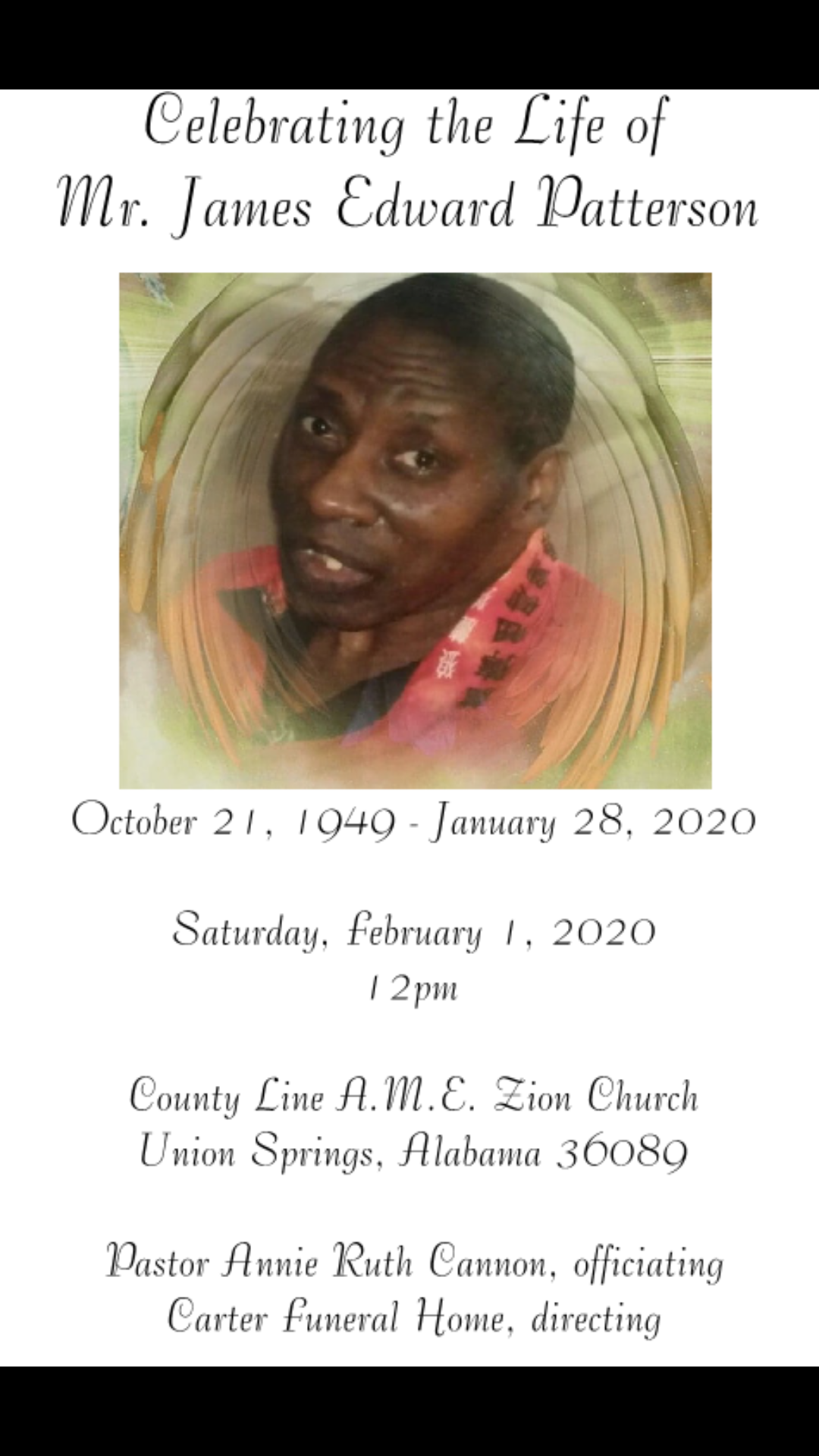 James Edward Patterson Obituary in Union Springs at Carter Funeral Home ...