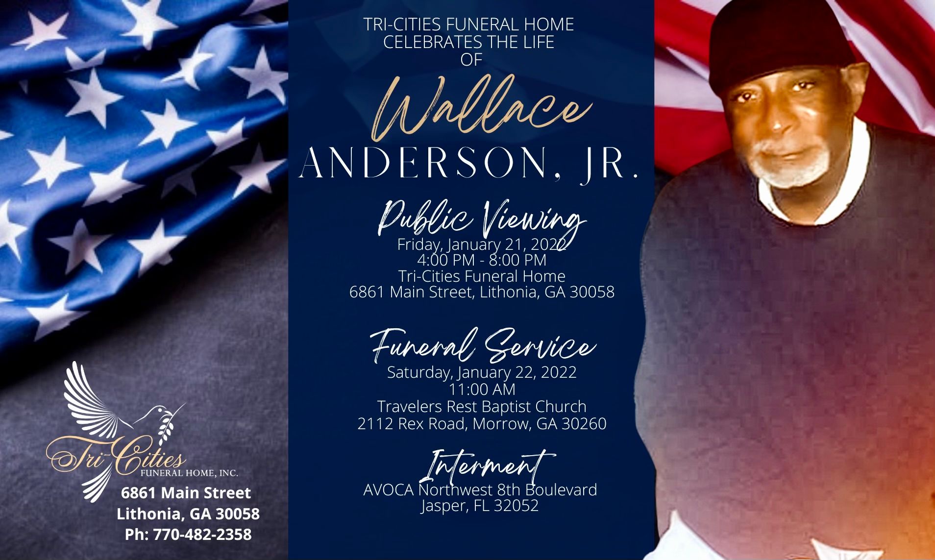 Wallace Anderson Jr. Obituary in Lithonia at Tri-Cities Funeral Home | Obit