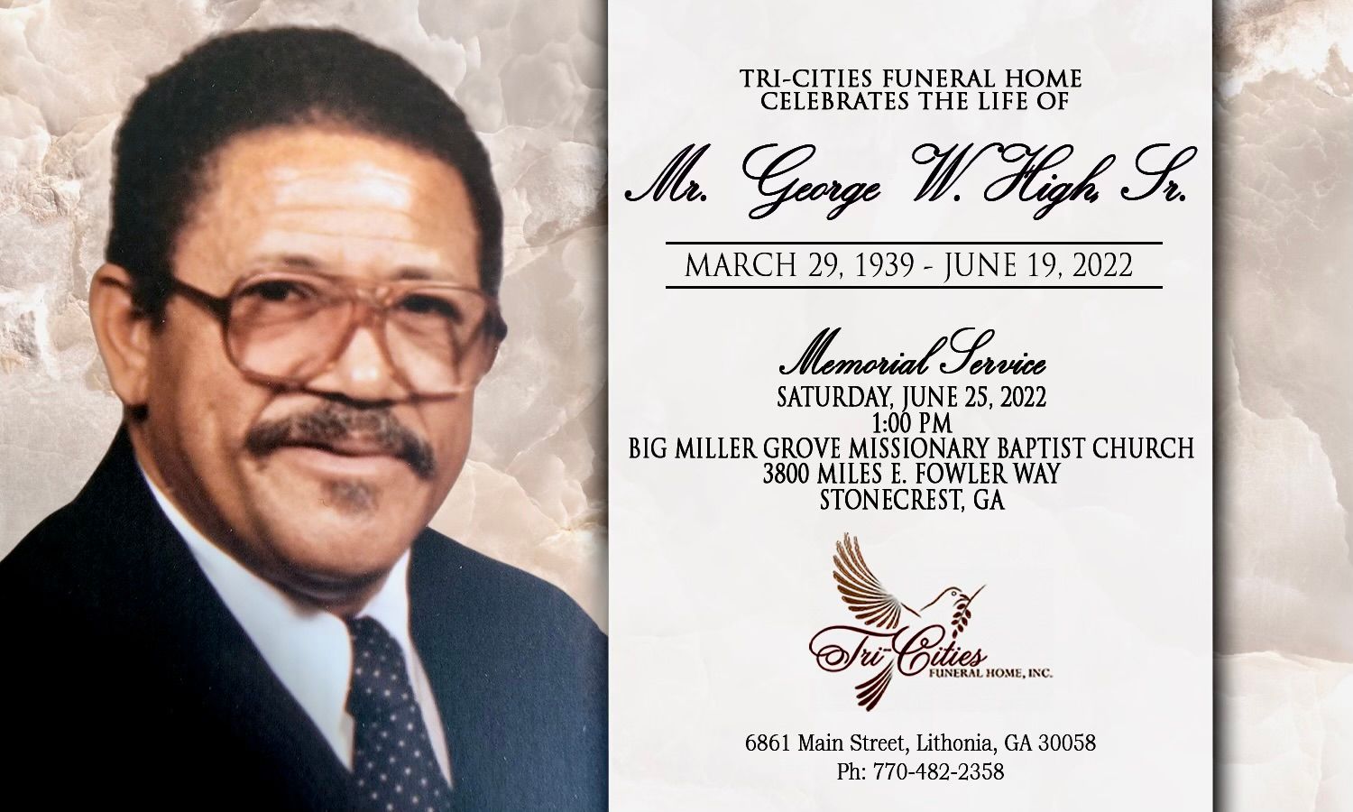 George Wayne High, Sr Obituary in Lithonia at Tri-Cities Funeral Home ...