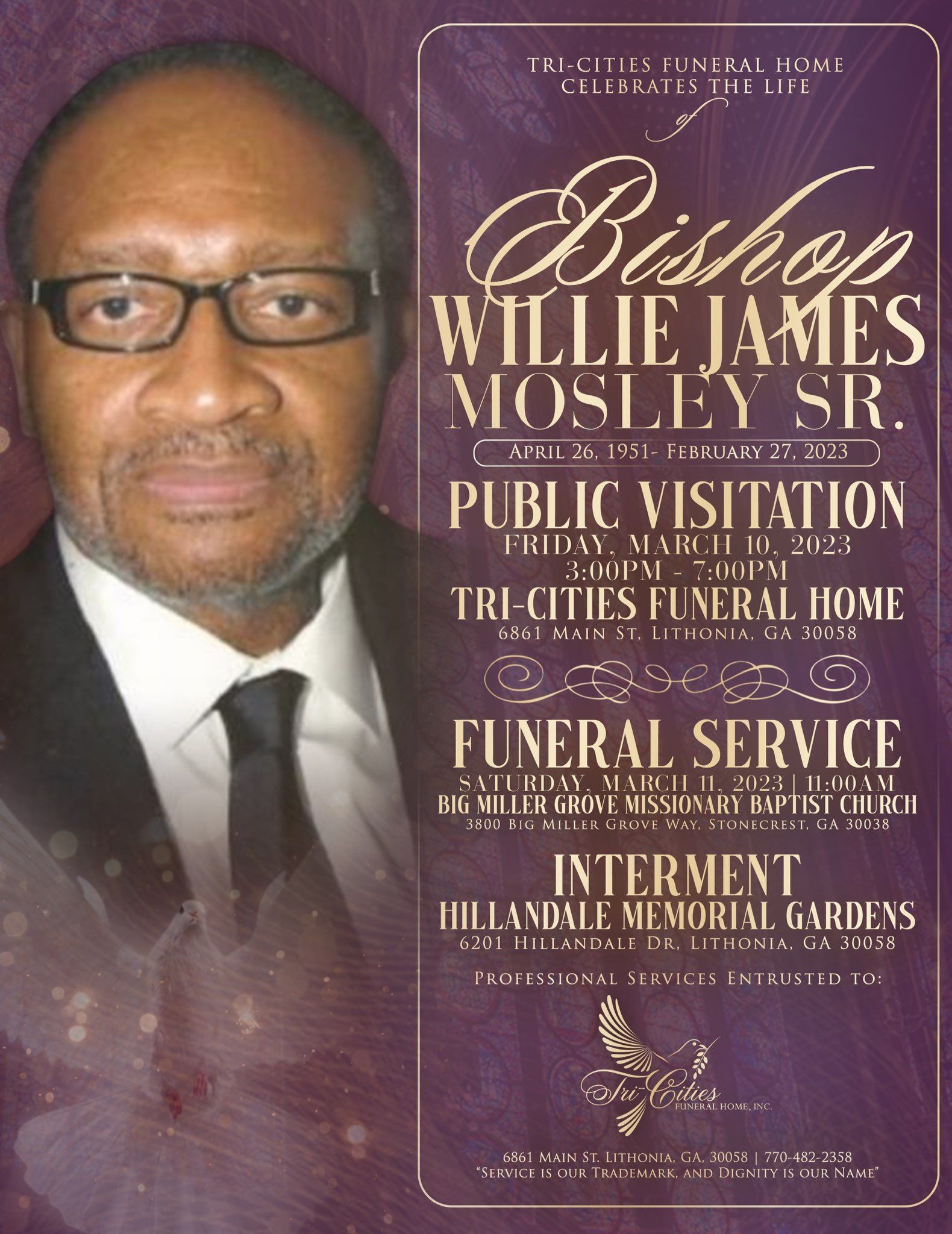 Willie James Mosley, Sr. Obituary in Lithonia at Tri-Cities Funeral ...
