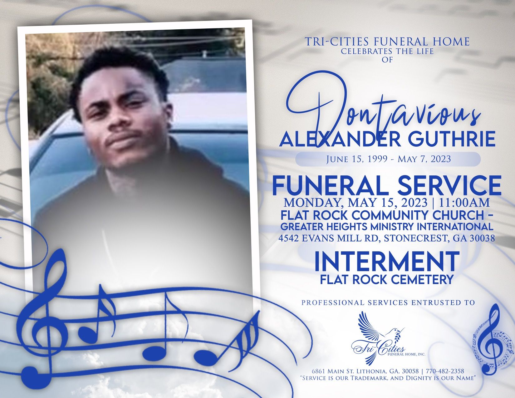 Dantavious Alexander Guthrie Obituary in Lithonia at Tri-Cities Funeral ...