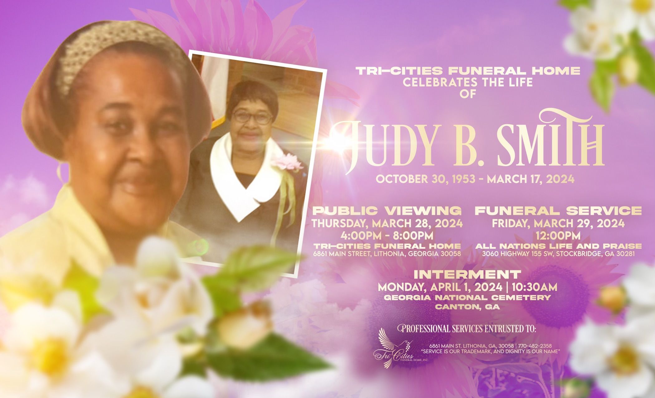 Judy B. Smith Obituary in Lithonia at Tri-Cities Funeral Home | Obit